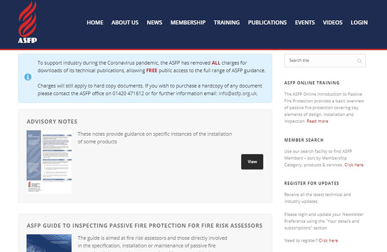 ASFP offers free access to key fire safety guidance documents